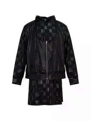 Comme Des Garçons Checkerboard-pattern Layered-effect Hoodie