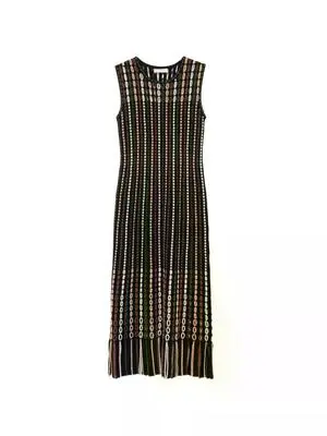 Ulla Johnson Amina Geometric-pattern Fringed Midi Dress - Black