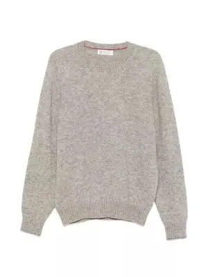 Brunello Cucinelli Crew-neck Ribbed-trim Sweater - Grey