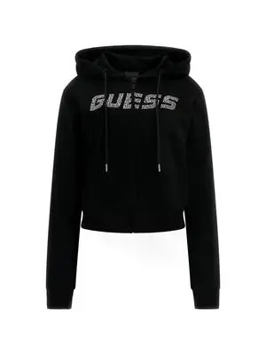 Guess Rhinestone-embellished Zip-up Hoodie - Black