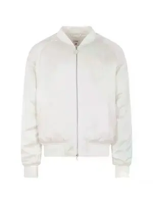 Casablanca Hotel Emblem Satin Bomber Jacket - White