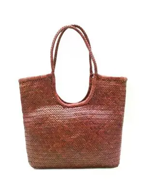 Dragon Diffusion Ns Diagonal Triple Jump Woven Leather Tote Bag - Brown