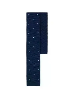Boggi Milano Tie In Knitted-fabric With Polka-dot-motif In Silk - Blue