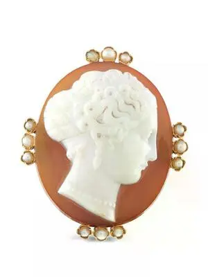 LB EXCLUSIVE Agate And Pearl Cameo Brooch