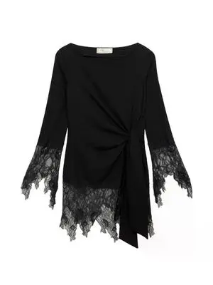 Blumarine Lace-trim Knotted Blouse