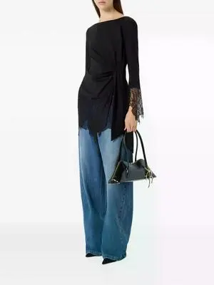 Blumarine Lace-trim Knotted Blouse