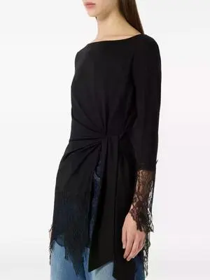Blumarine Lace-trim Knotted Blouse