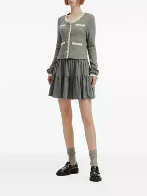 B+AB Contrast-trim Tiered Skirt And Top Set
