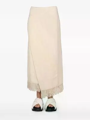 JIL SANDER Fringed Wrap Skirt - Neutrals