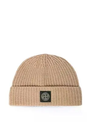 Stone Island Logo-patch Beanie Hat - Neutrals