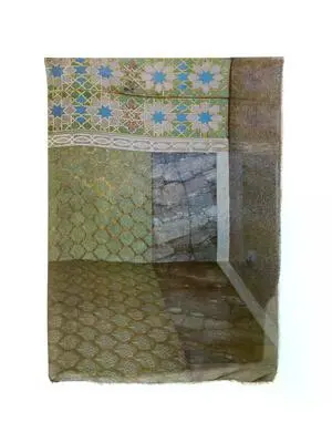 MONICA SARTI Graphic-print Frayed Scarf - Green