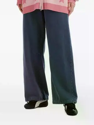 MINI CREAM Logo-print Wide-leg Track Pants - Blue
