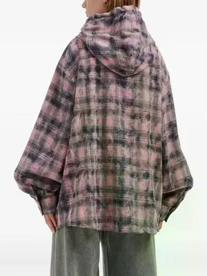 MINI CREAM Check-pattern Hooded Shirt