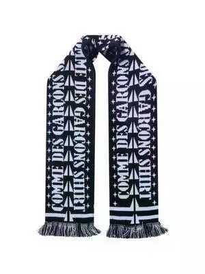 Comme Des Garçons Graphic-motif Intarsia Scarf - Black