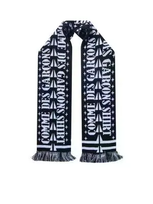 Comme Des Garçons Graphic-motif Intarsia Scarf - Black