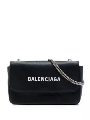 Balenciaga 2018 Leather Everyday Wallet On Chain Crossbody Bag - Black