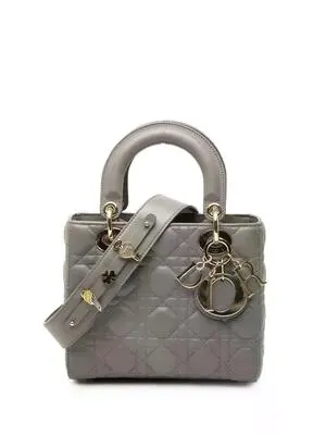 Dior 2023 Small Lambskin Cannage My Abcdior Lady Satchel - Grey