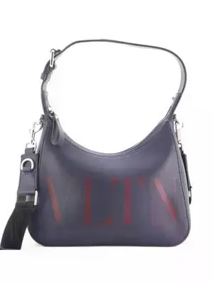 Valentino Garavani Vltn Printed Leather Small Hobo Bag - Blue