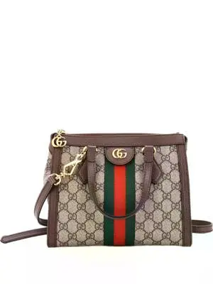 Gucci Ophidia Top Handle Gg Coated Canvas Small Tote Bag - Brown