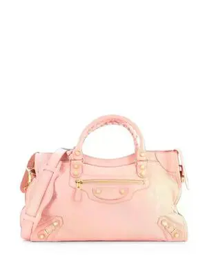 Balenciaga City Giant Studs Bag Leather Medium Satchel - Pink