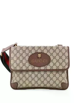 Gucci Neo Vintage Flap Messenger Gg Coated Canvas Medium Crossbody Bag - Brown