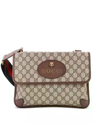 Gucci Neo Vintage Flap Messenger Gg Coated Canvas Medium Crossbody Bag - Brown