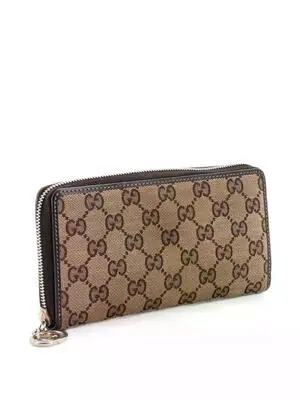 Gucci Zip Around Wallet Gg Canvas Long Small Wallets - Brown