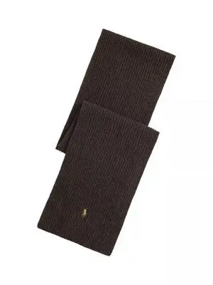 Polo Ralph Lauren Ribbed-knit Logo-embroidered Scarf - Brown