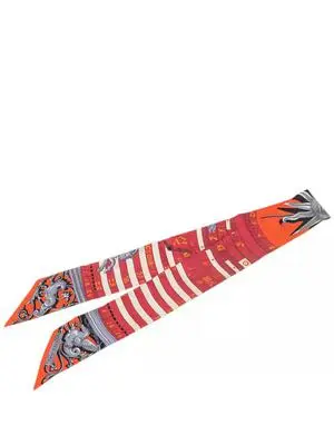 Hermès 2000-2015 Astrologie Twilly Silk Scarf Scarves - Orange