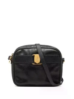 FERRAGAMO 2000-2026 Lizard Embossed Leather Vara Crossbody Bag