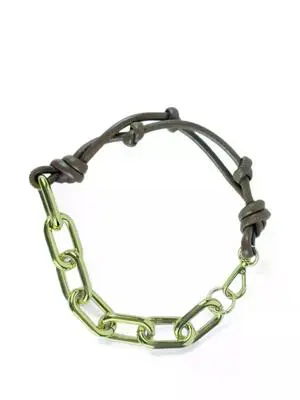 Plan C Leather-rope Chain Necklace - Brown