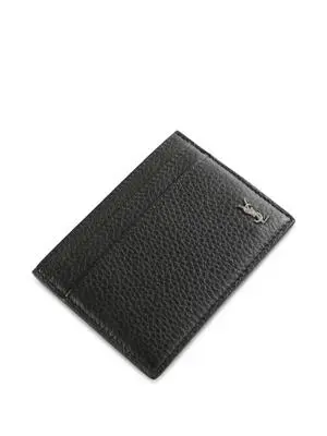Saint Laurent Tiny Cassandre Card Case In Grained Leather - Black