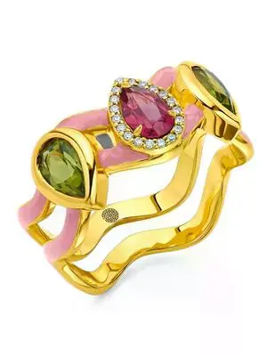 BUDDHA MAMA Bubblegum Tourmaline And Diamond Band Ring