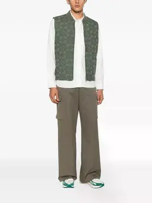 Kenzo Geometric-quilted Zip-up Gilet - Green
