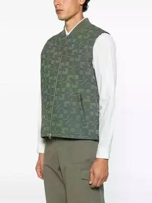 Kenzo Geometric-quilted Zip-up Gilet - Green