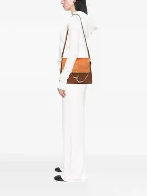 Chloé 2017 Medium Calfskin And Suede Faye Crossbody Bag - Brown
