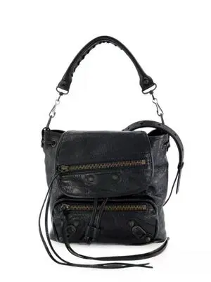 Balenciaga Small Le City Crinkled-leather Backpack - Black