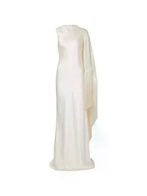 SELF-PORTRAIT Fringed Satin Maxi Dress