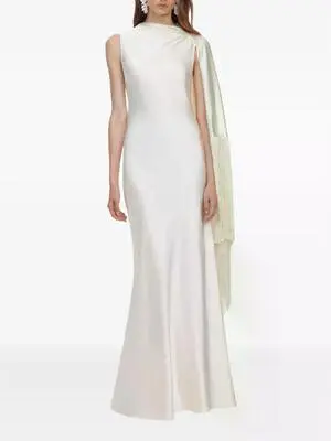 SELF-PORTRAIT Fringed Satin Maxi Dress