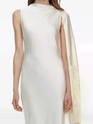 SELF-PORTRAIT Fringed Satin Maxi Dress