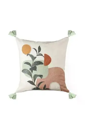 L'OCA NERA Embroidered Tassel-trim Cushion - White