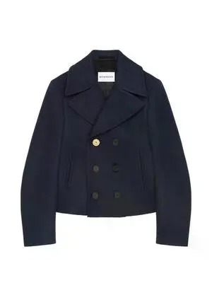 Givenchy Cropped Pea Coat In Wool - Blue