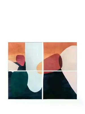 L'OCA NERA Abstract-print Wall Art Set - Orange