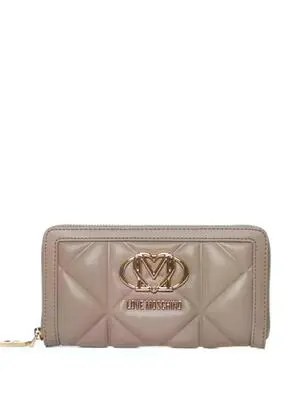 Moschino Quilted Logo-plaque Wallet - Neutrals