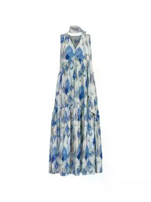 MY REAL IDENTITY Ikat-print Tiered Dress