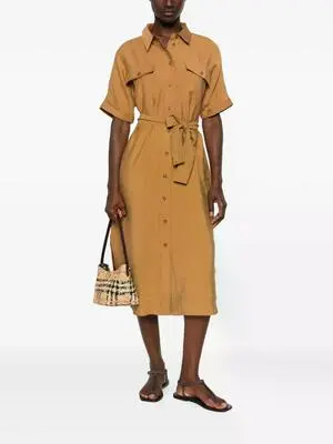 Maison123 Belted Button-front Shirt Dress