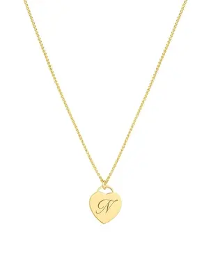 SET & STONES Alice Engraved Initial Heart Necklace N