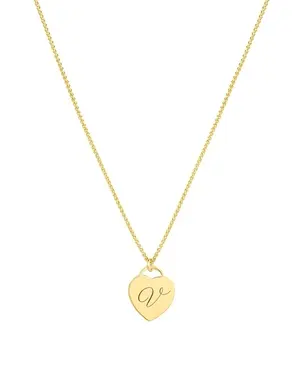 SET & STONES Alice Engraved Initial Heart Necklace V