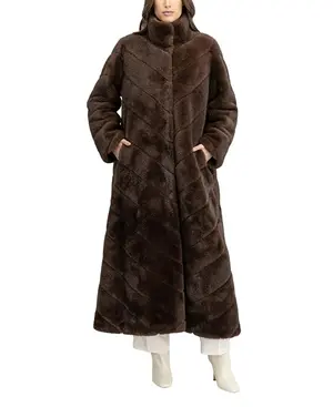 LYLA GRANT Faux Fur Mink Coat - Brown