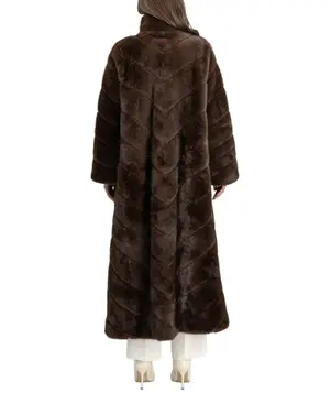 LYLA GRANT Faux Fur Mink Coat - Brown